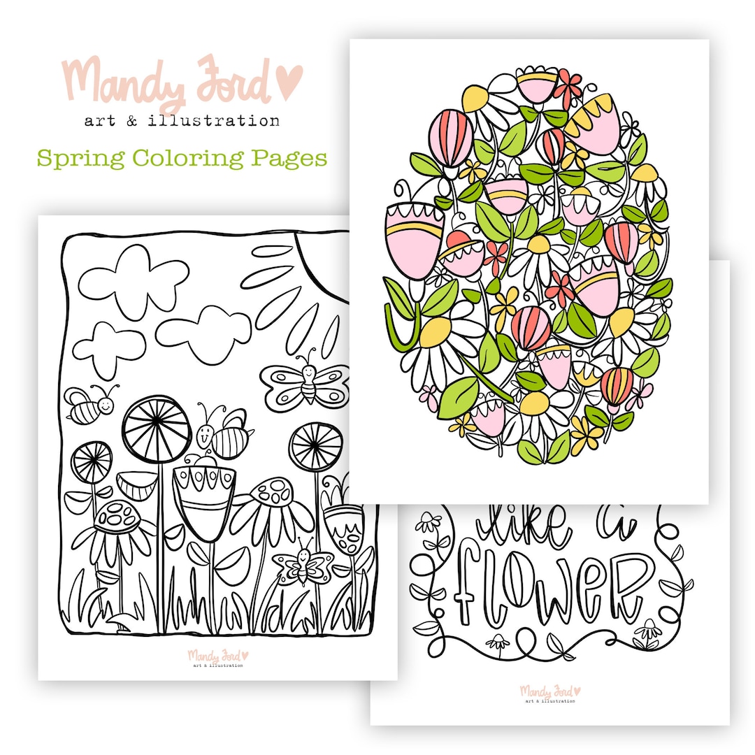 PRINTABLE Spring Easter Coloring Pages, Coloring Book Printable, Easter ...