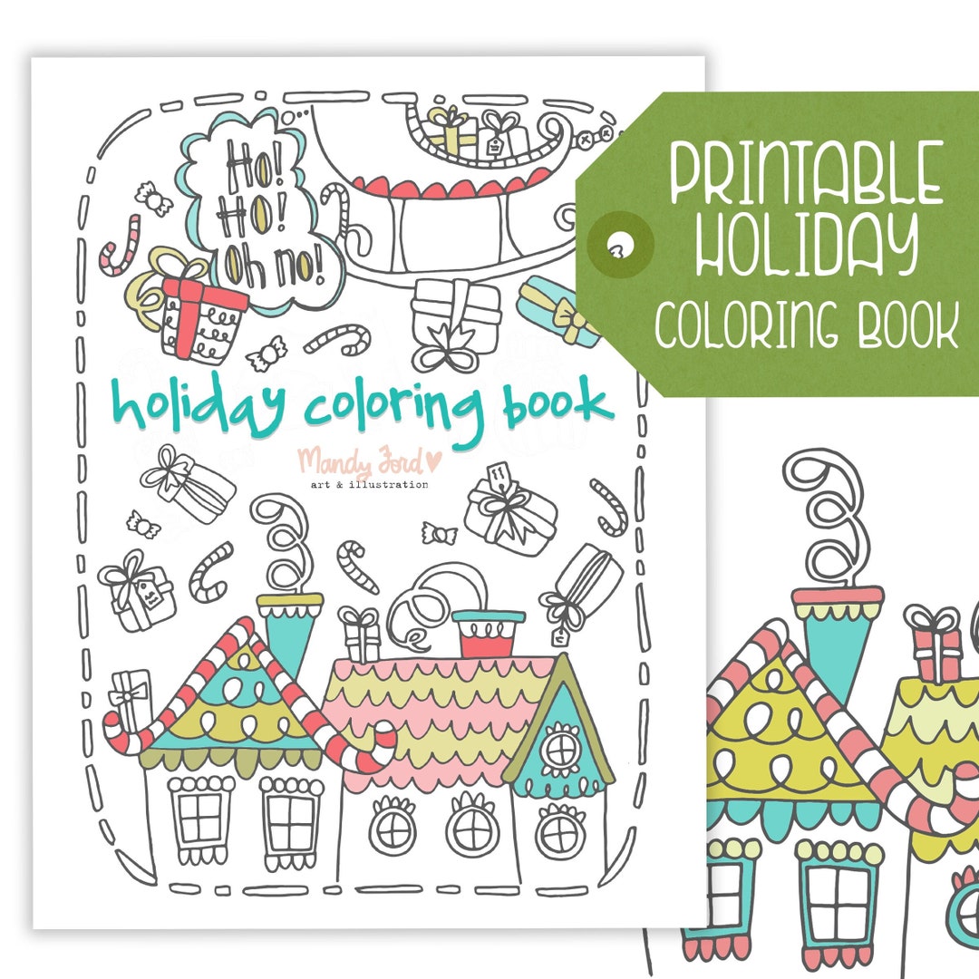 PRINTABLE Christmas Coloring Book Holiday Coloring Pages Adult Coloring ...