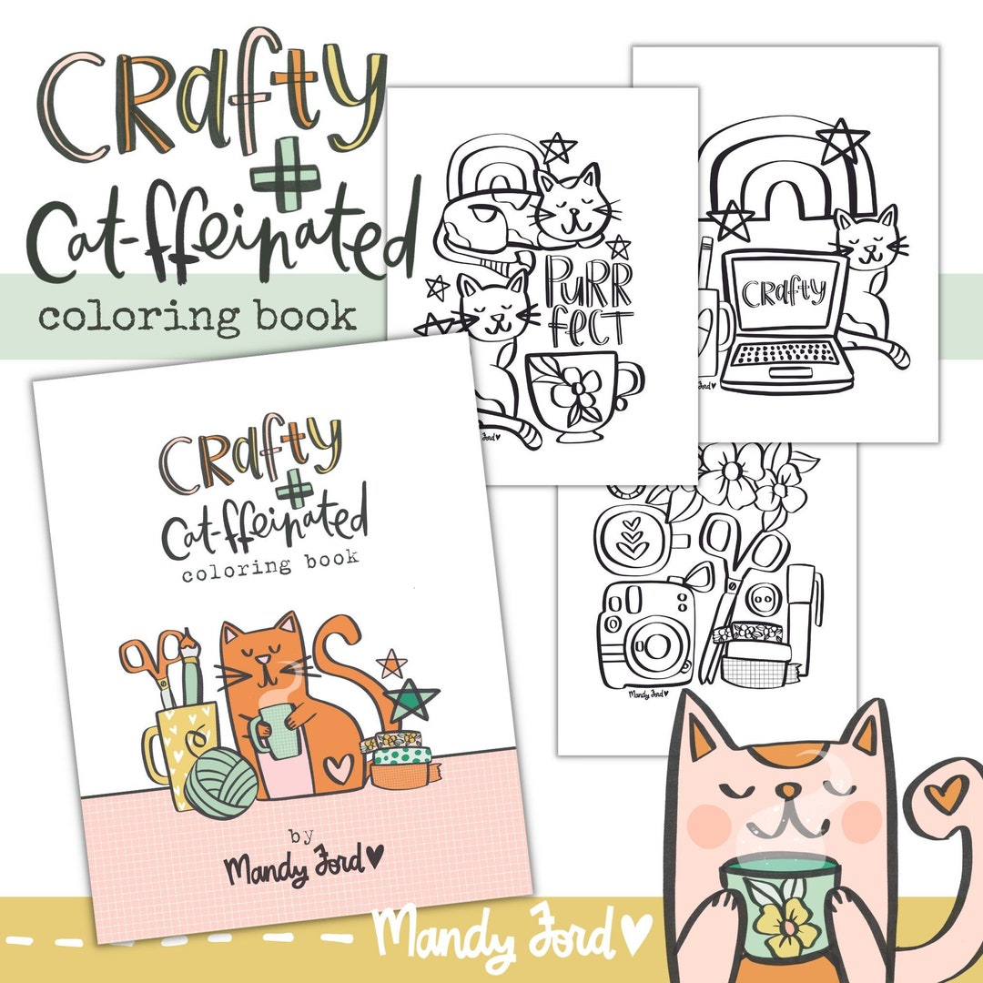 PRINTABLE Coloring Book Cat Lover Cat Coloring Pages Coffee Coloring ...