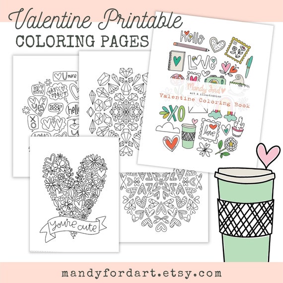 PRINTABLE Valentine's Day Coloring Pages Coloring Book - Etsy