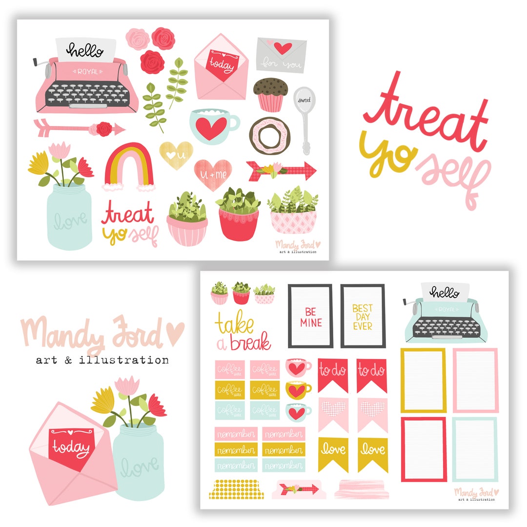 Valentine's Day Printable Stickers | Scrapbooking Paper | Planner ...