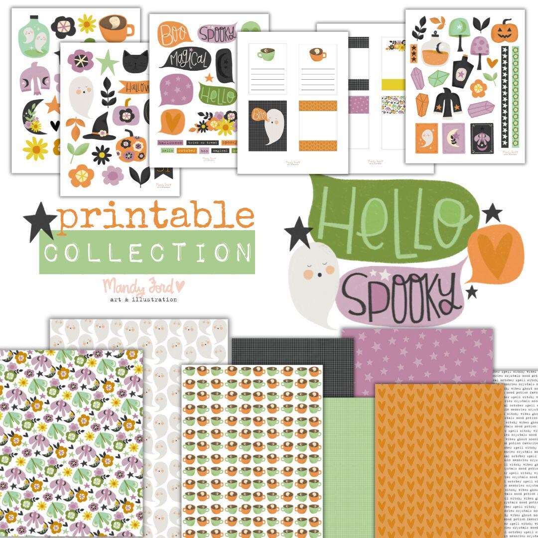 Halloween Printable Sticker Kit: Spooky Scrapbook, Planner (PNG, SVG ...