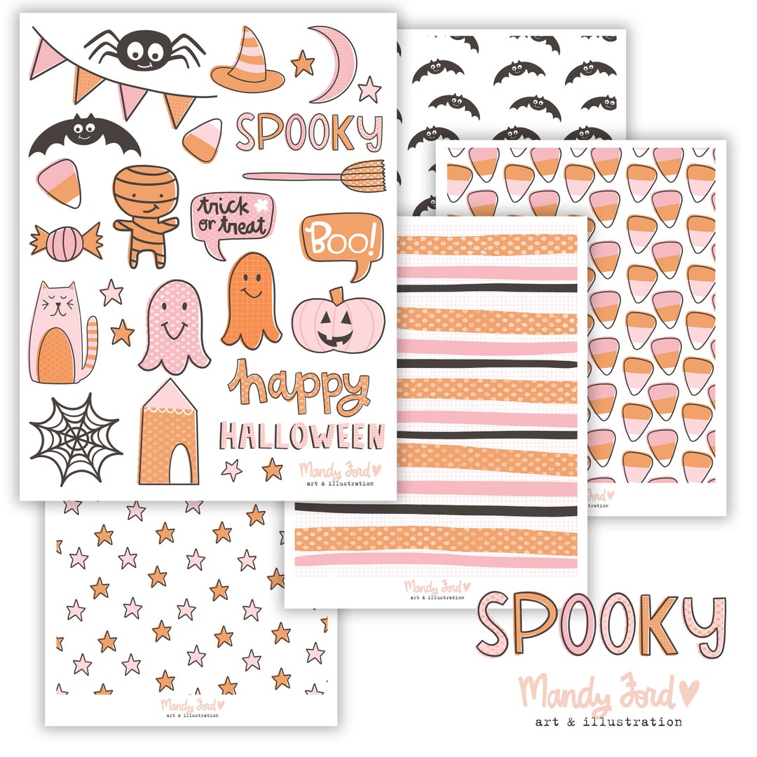 Halloween Printable Sticker and Patterned Paper Collection | Halloween ...
