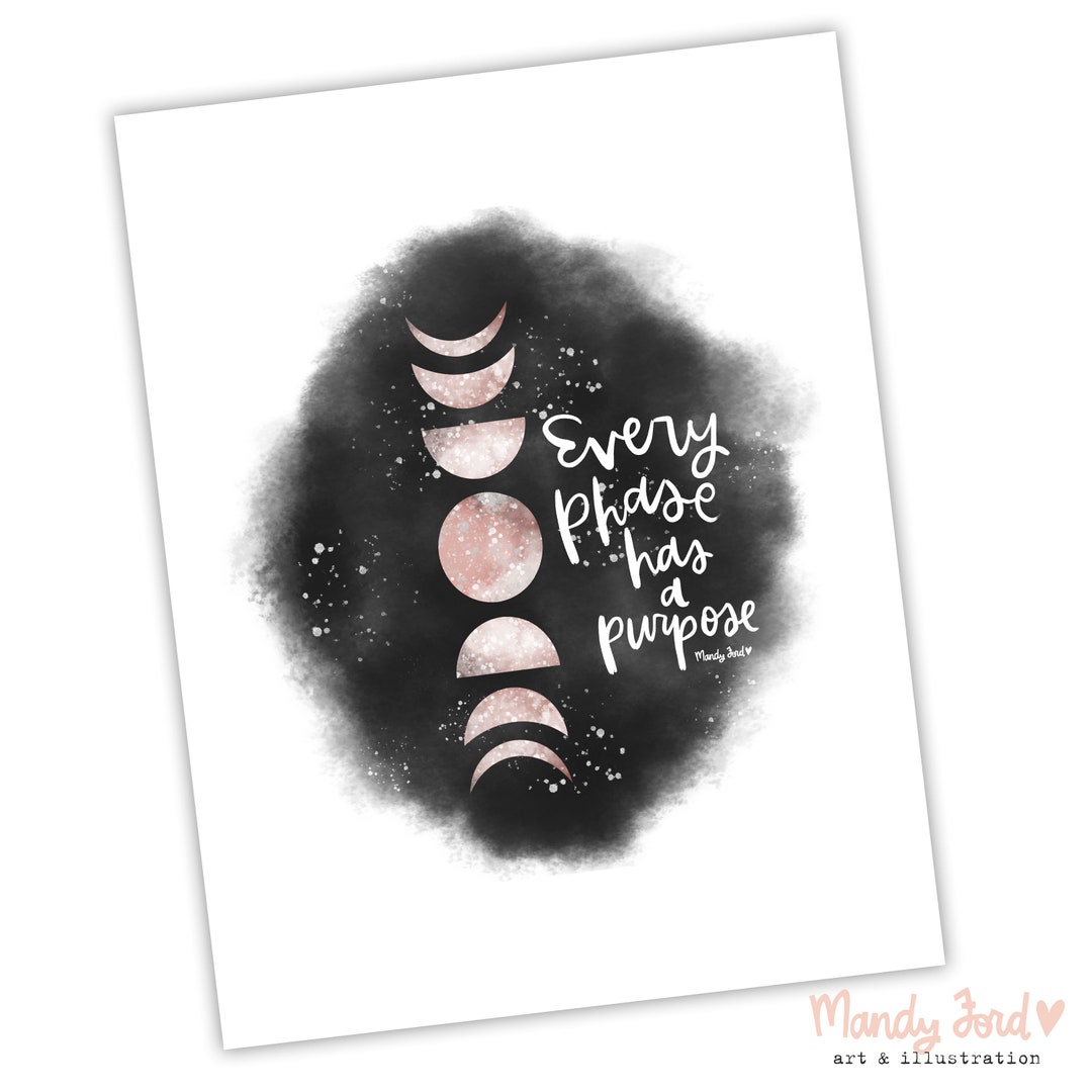 Moon Phases Illustrated Handlettered Art Print | Moon Magic | Lunar Art ...