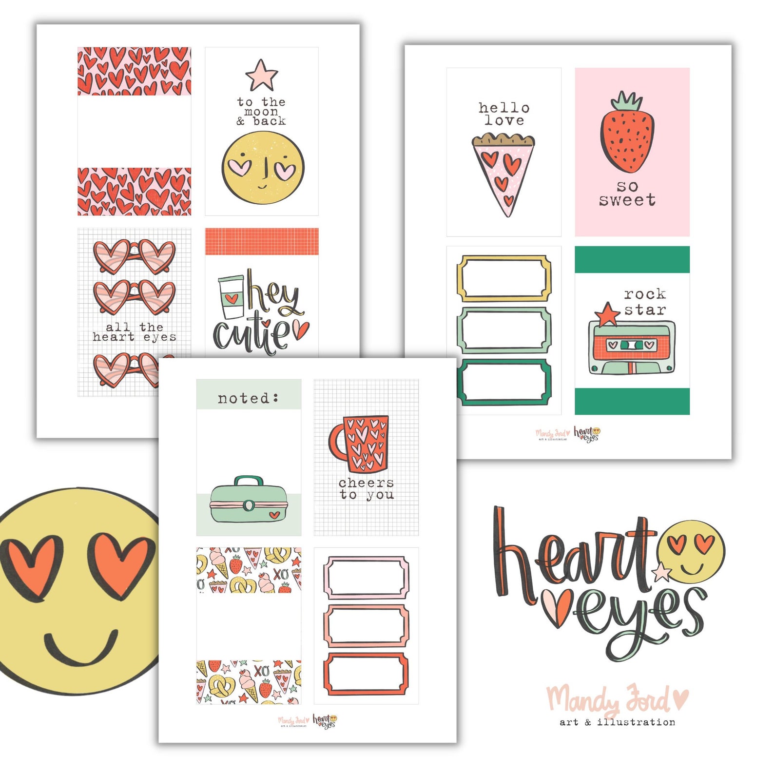 Heart Eyes Printable Scrapbooking Kit Valentine's Day - Etsy
