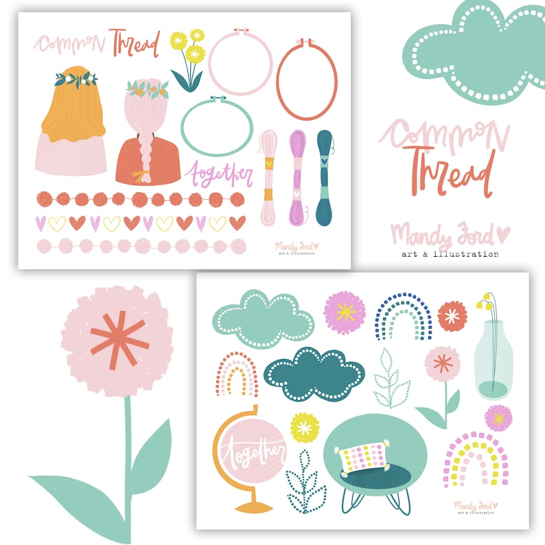Common Thread Printable Scrapbooking Kit Planner Stickers - Etsy