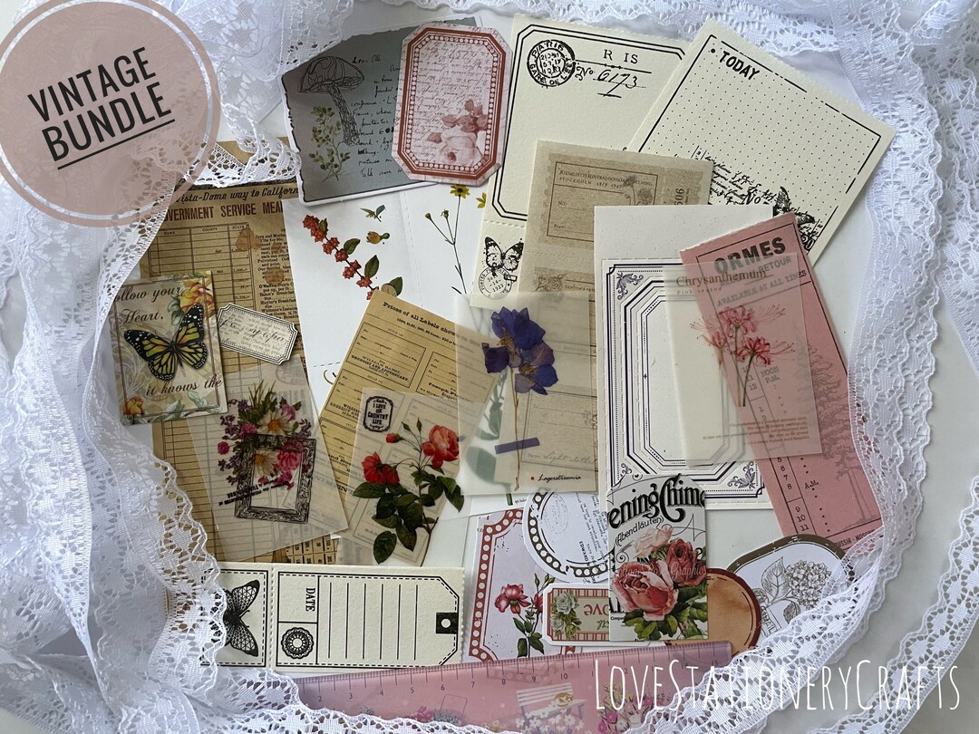 30/45pc Nostalgic Vintage Aesthetic Travel Floral Papercraft Bundle for ...