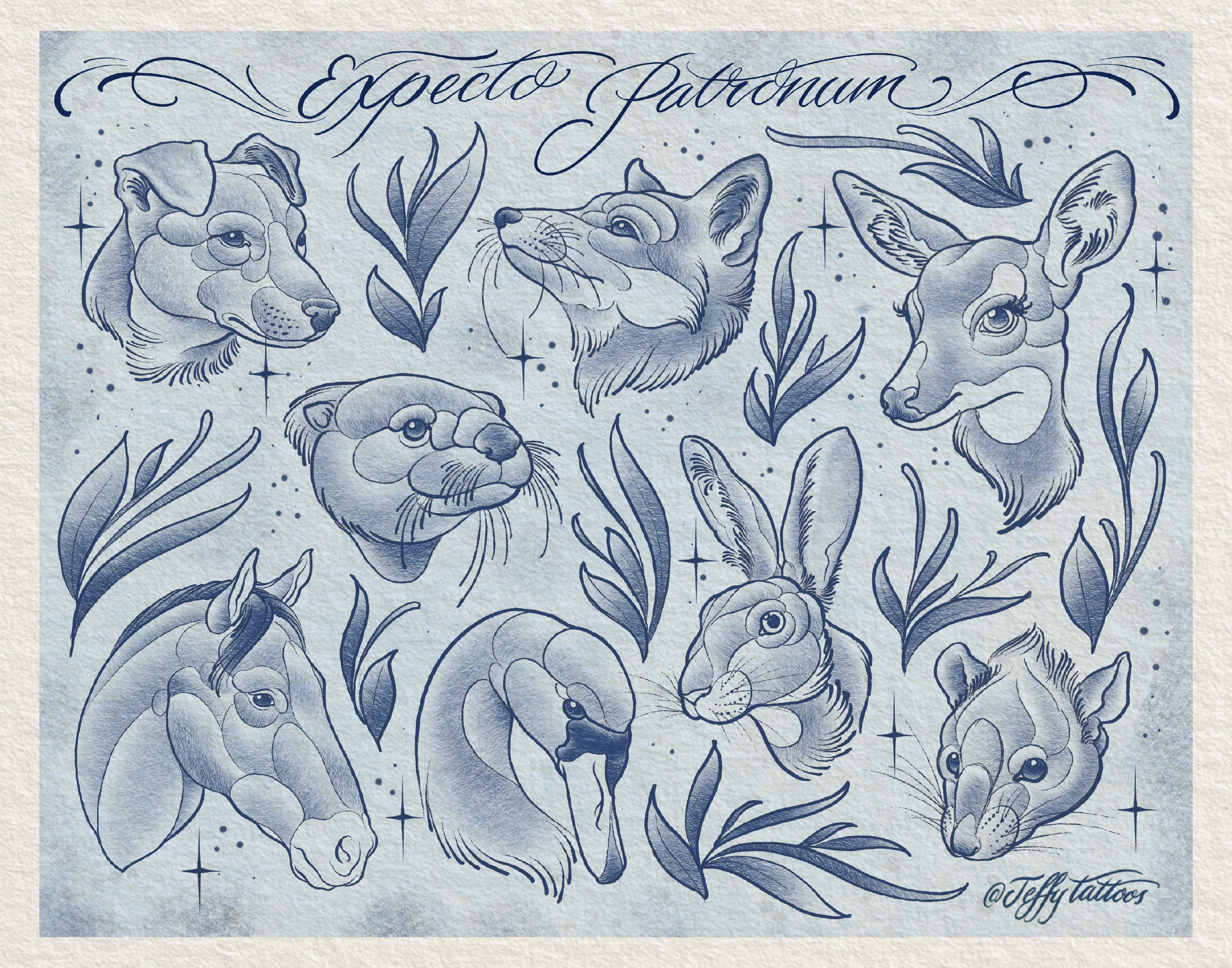 Patronus Charm Tattoo Flash Art - Etsy