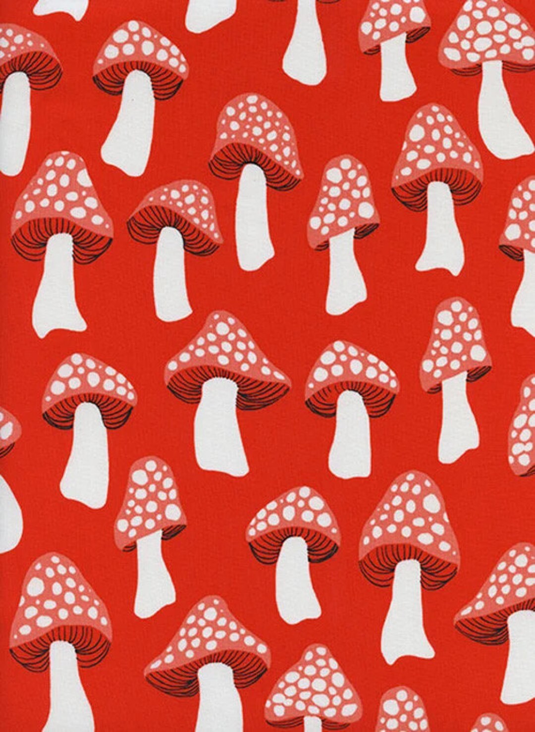 Fat Quarter Cotton Steel Toadstools Mushrooms in Red From Front Yard by ...
