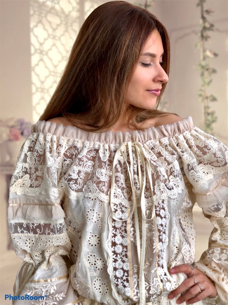 Long Lace Dress Hippie Style Boho Maxi White Cutwork Women Etsy