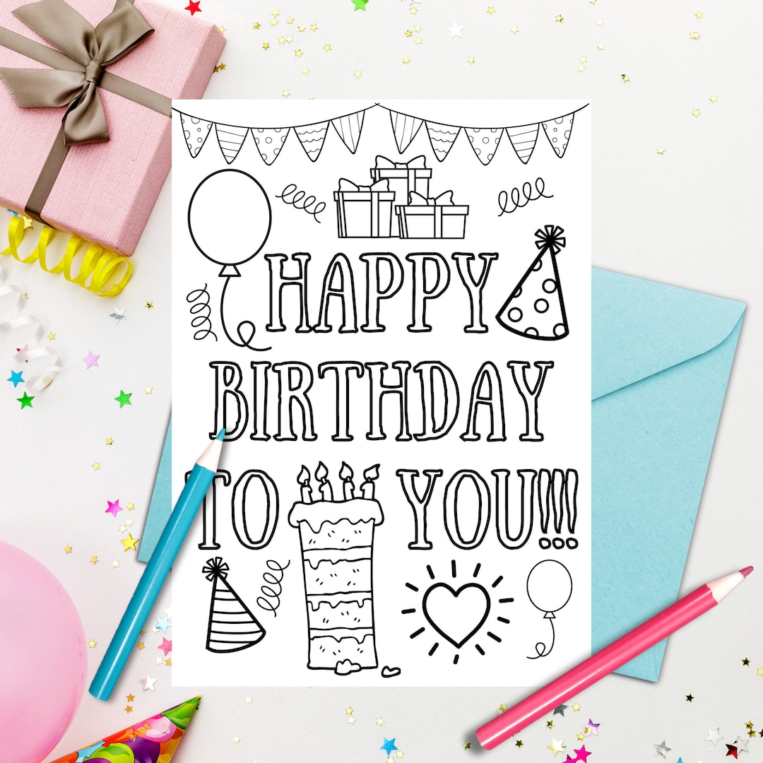 Printable Happy Birthday to You Coloring Card for Kids - Download ...