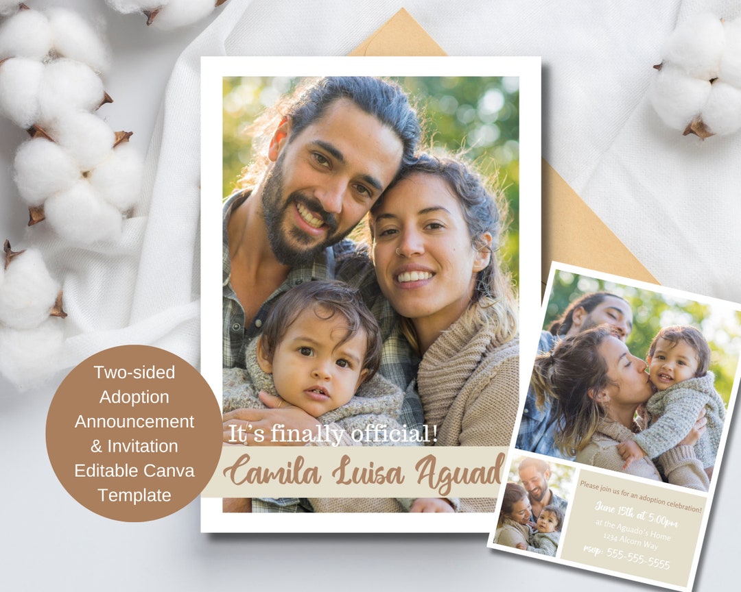 Adoption Announcement Template, Adoption Invitation Card Canva Template ...