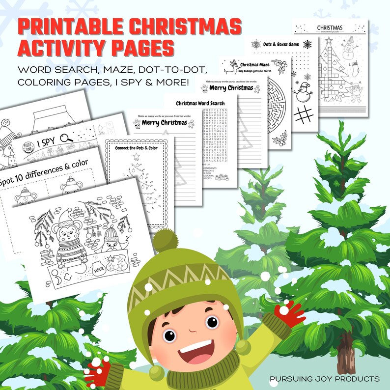10 Pages of Christmas Activity Printables Christmas Activity Pages for ...