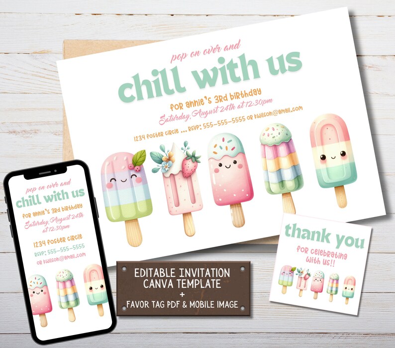EDITABLE Popsicle Party Birthday Invitation, Popsicle Birthday Invite ...