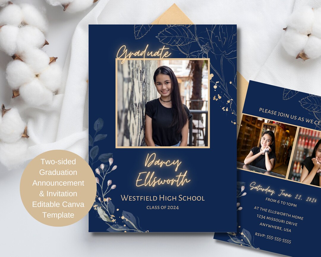 EDITABLE Graduation Announcement & Invitation, Graduation Invite ...