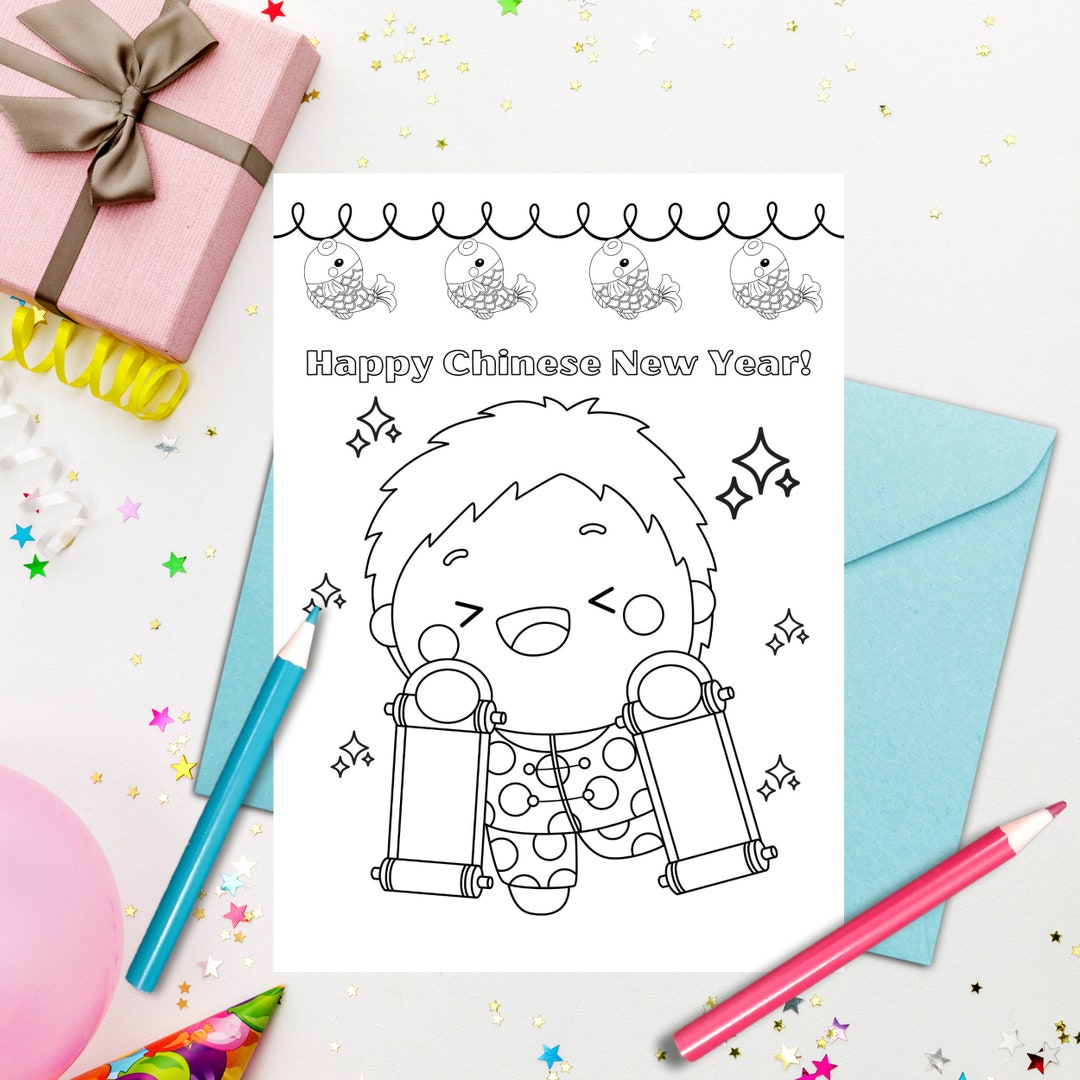 Printable Chinese New Year Coloring Card for Kids Download, Print, and ...