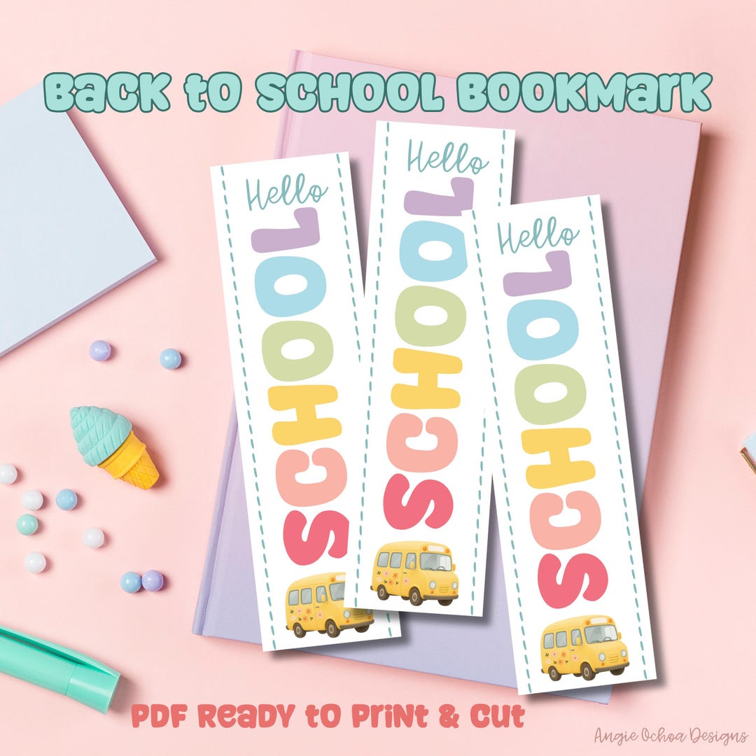 Hello School Print & Cut Bookmark for Teachers or Kids - PDF Printable ...