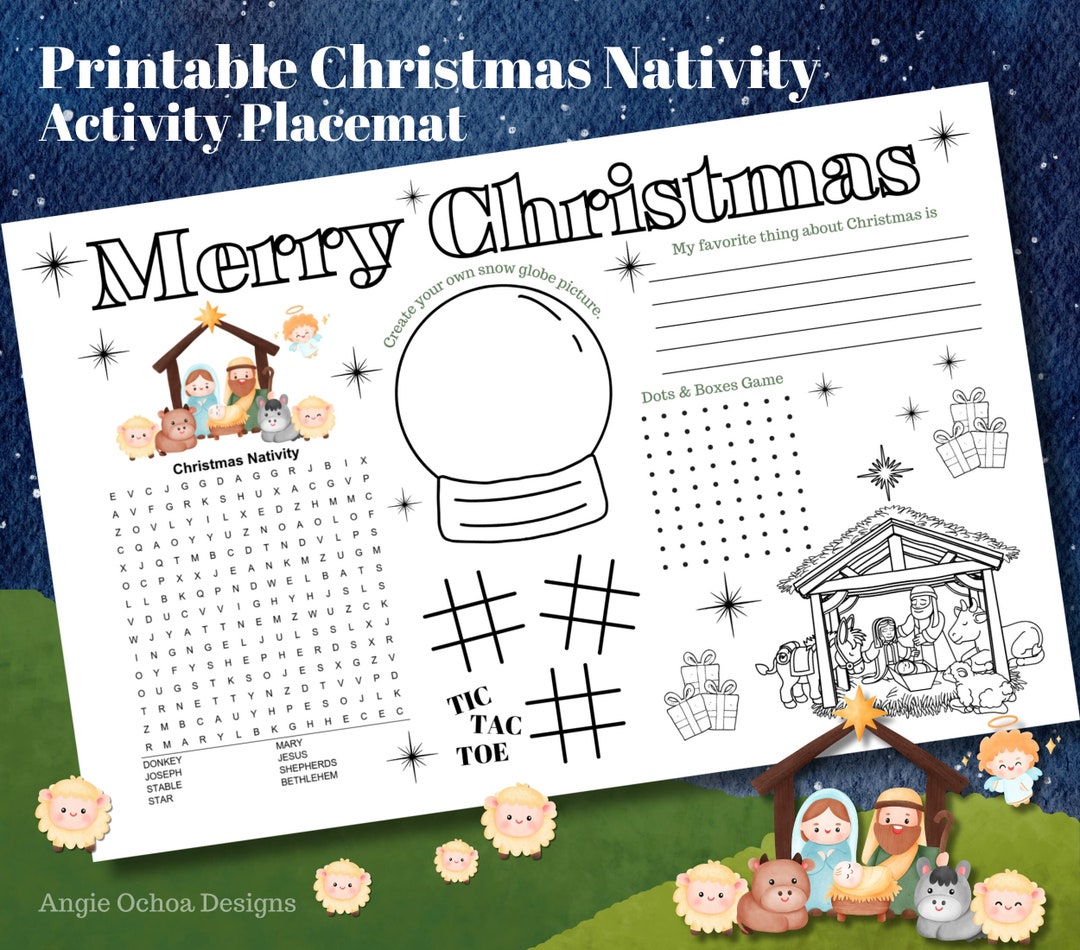 11x17 Kids Christmas Nativity Activity Placemat Printable Digital ...