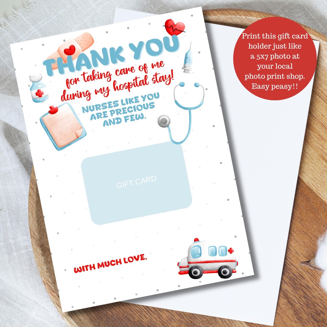 Printable Gift Card Holder for Nurse - Nurse Appreciation Gift - 5x7 ...