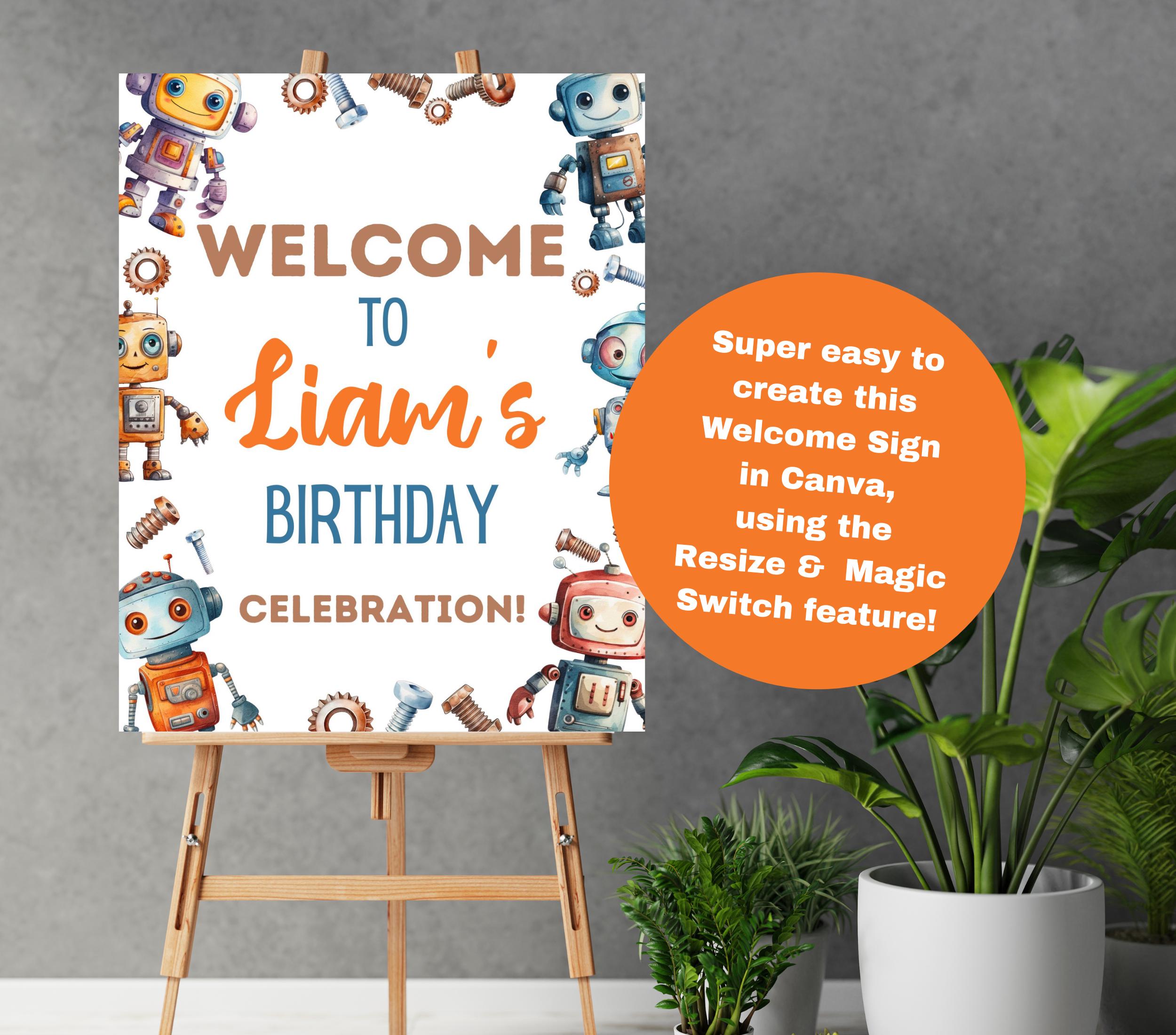 EDITABLE Robot Birthday Invitation, Robot Invite, Digital Birthday ...