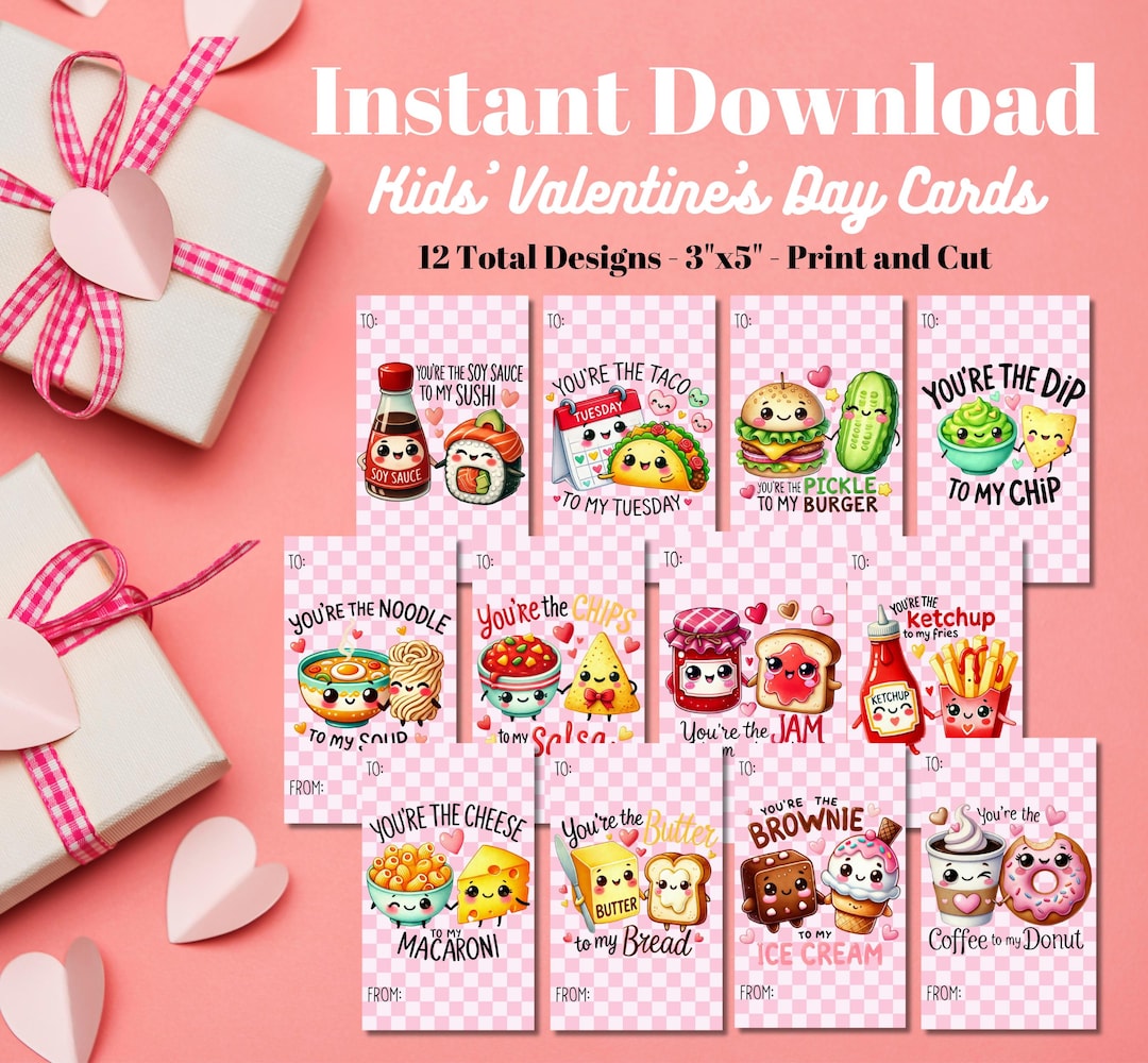 Printable Punny Food Valentine's Day Cards for Kids Christian ...