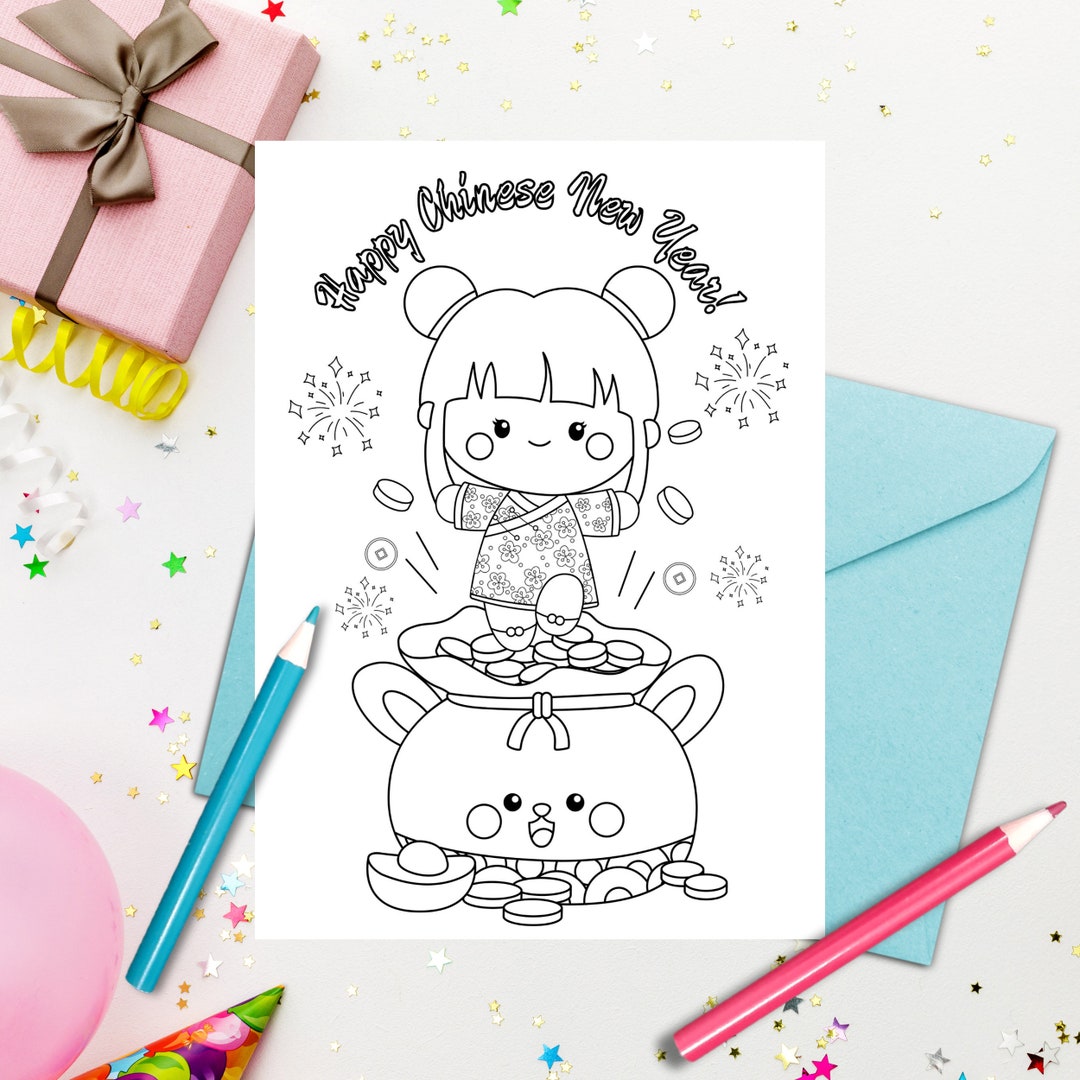 Printable Chinese New Year Coloring Card for Kids - Download, Print ...