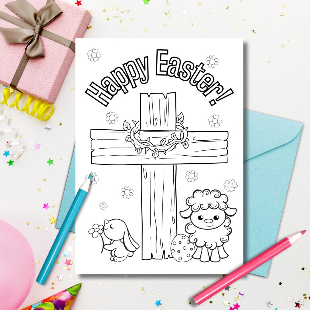 Printable Easter Coloring Card for Kids - Download, Print, and Color ...