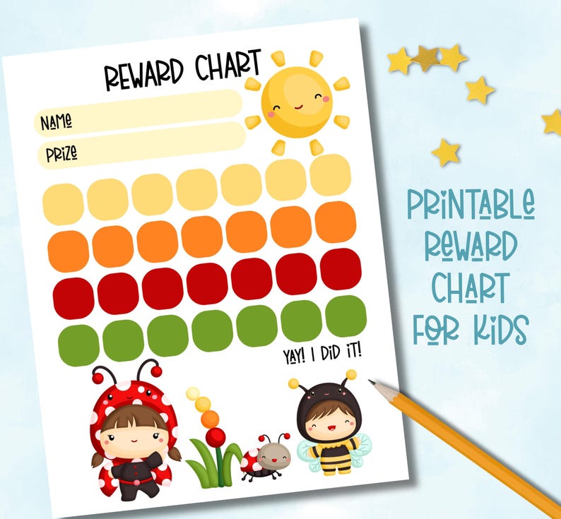 Reward Chart for Kids Reward Chart for Toddlers Printable Sticker Chart ...