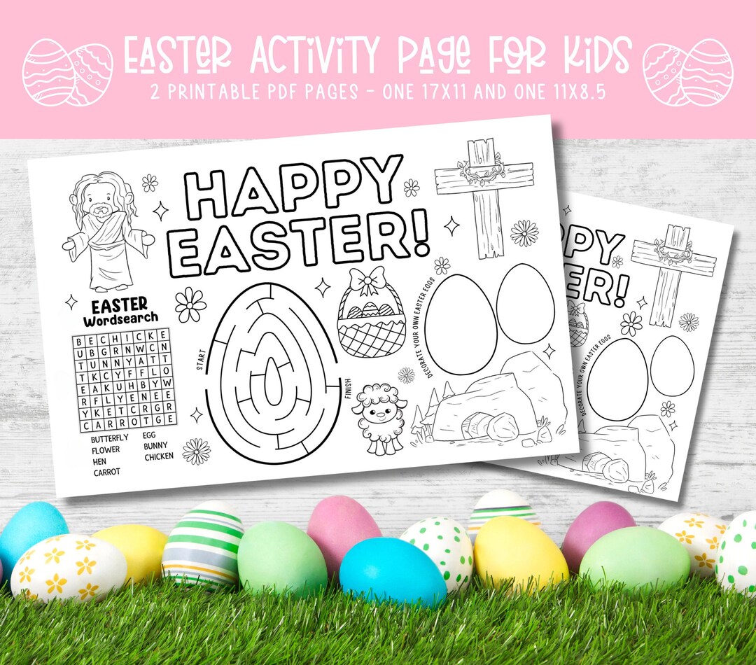 Printable Easter Activity Page - Two Pdfs - One 17x11 and One 11.8.5 ...