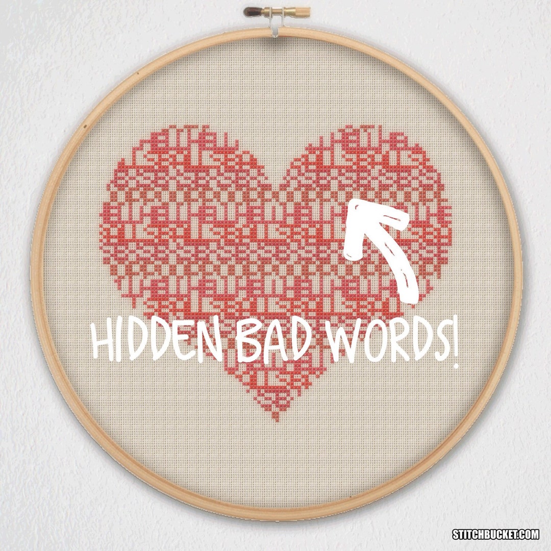 Hidden Bad Words Heart "sex Poop Hell Balls" Cross Stitch Pattern ...