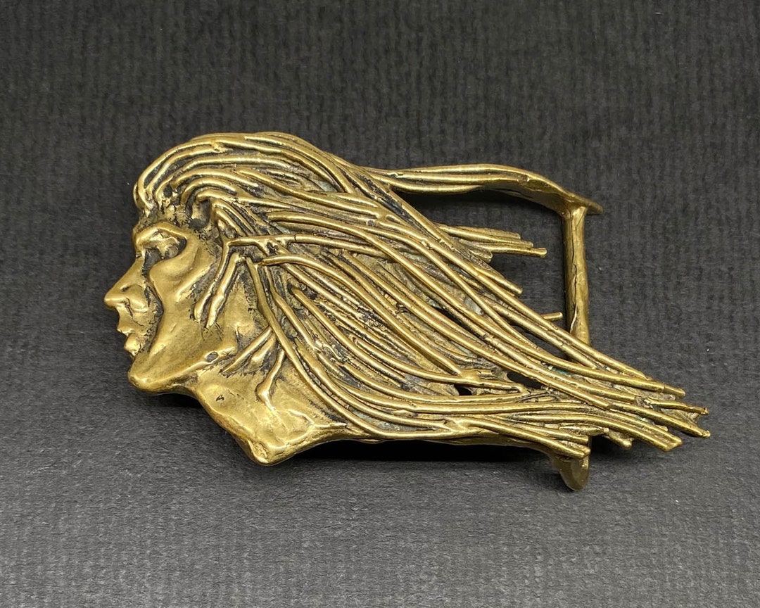 1978 Signed Ivar Hyden Figural Lady's Face Belt Buckle, Brutalist ...