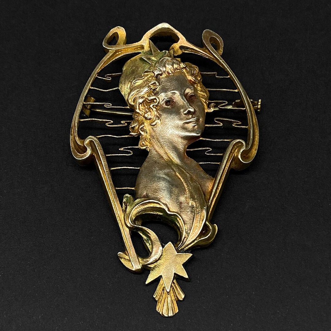 Stunning Lg Art Nouveau 800 Silver Figural Lady Brooch Pin, Antique ...