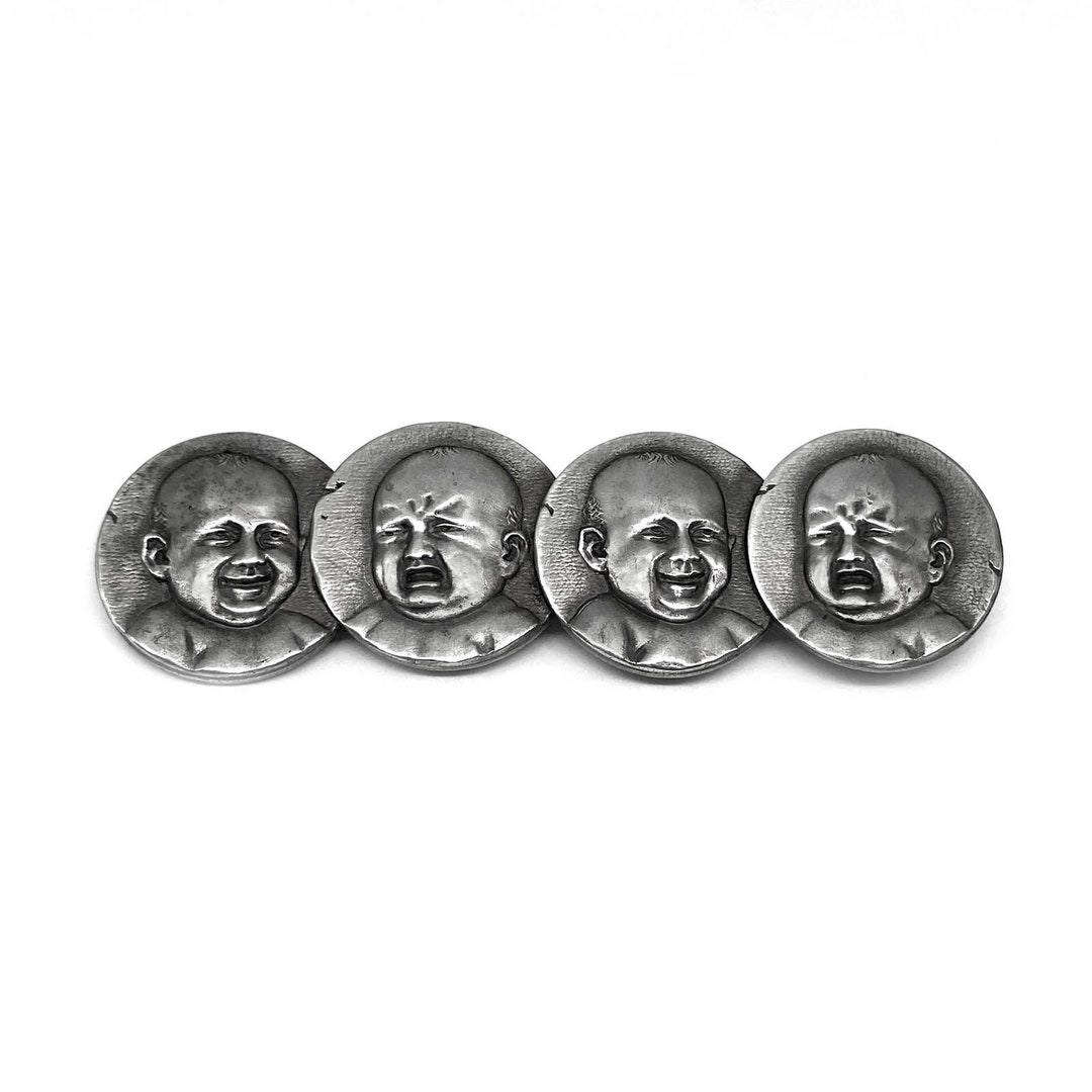 1880s Howard Sterling Crying & Laughing Baby Medallion Brooch Pin ...
