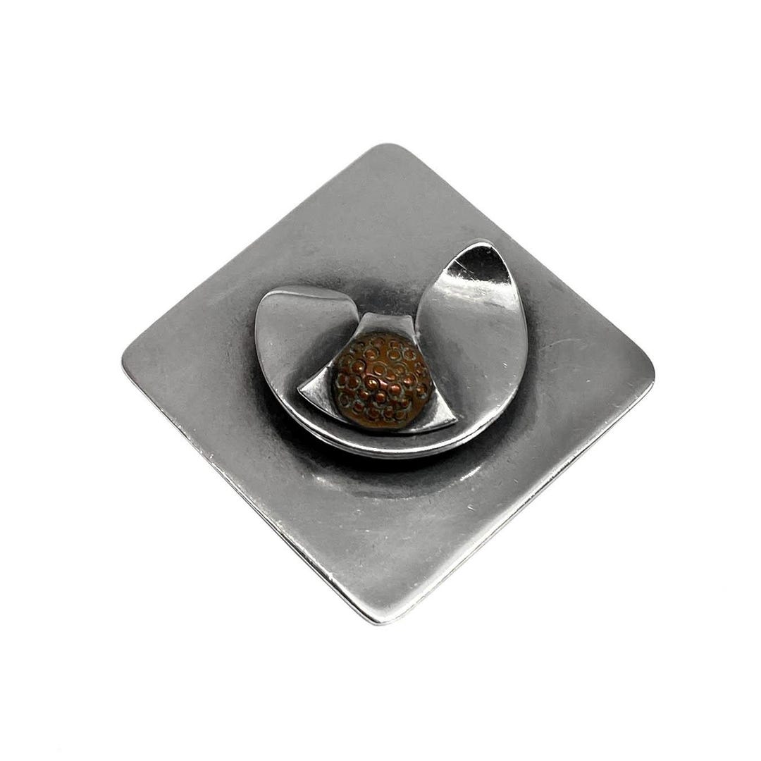 Signed SAM KRAMER Modernist Sterling Copper Abstract Sculptural Brooch ...