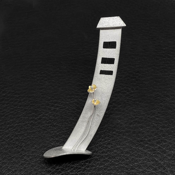 Rare JUNG HOO KIM Artist Brooch, Vintage 1980s Sterli… - Gem