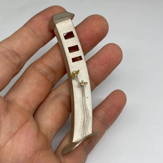 Rare JUNG HOO KIM Artist Brooch, Vintage 1980s Sterli… - Gem