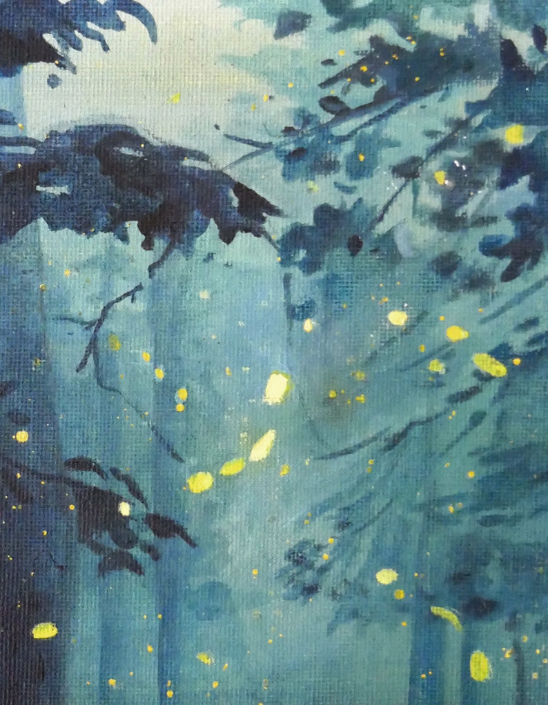 Art Print of Original Painting 'firefly Forest' 3 - Etsy