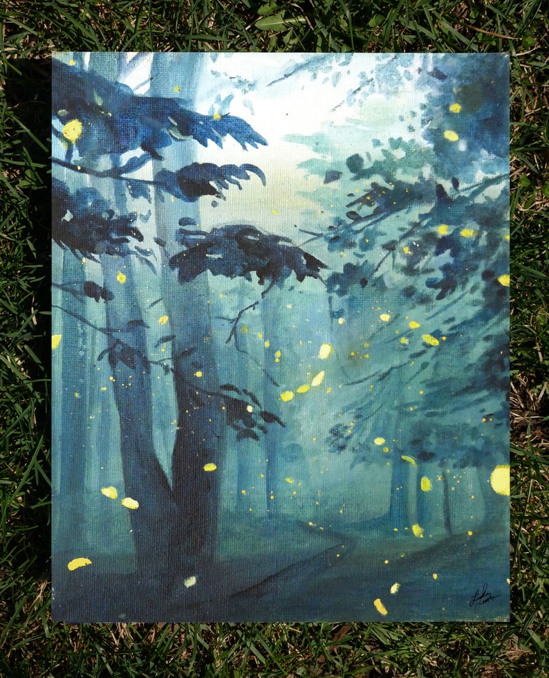 Art Print of Original Painting 'firefly Forest' 3 - Etsy