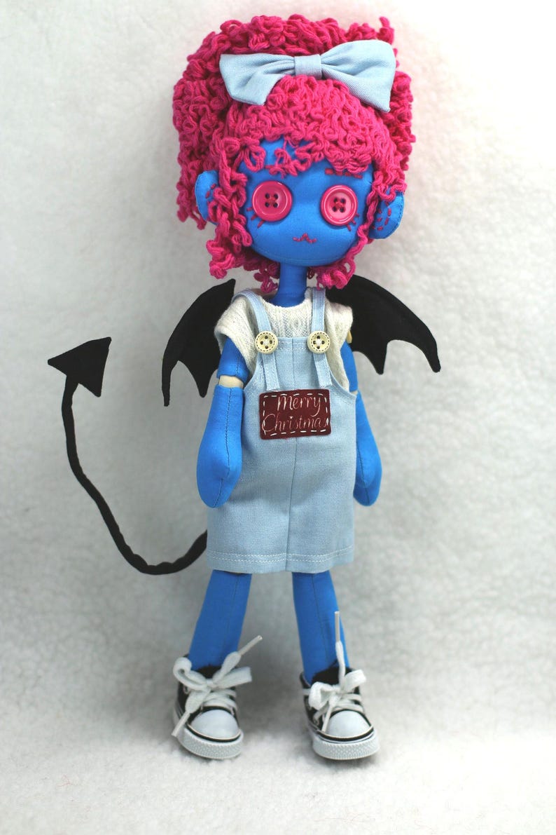 Button Eyes Ragdoll -30cm Vivid Poppy Country/prairie Doll - Blue Demon ...