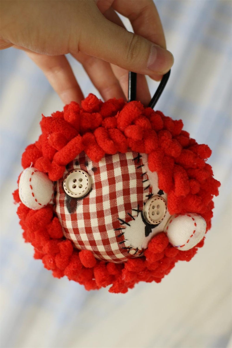 Red Hair Clown Ragdoll Plush Keychain: Button Eyes Ornament - Etsy