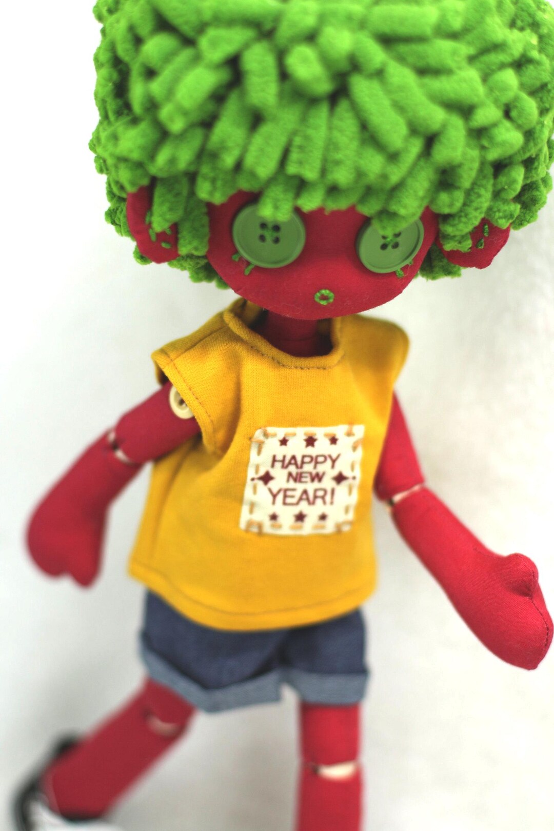 Button Eyes Ragdoll -30cm Vivid Poppy Country/prairie Doll - Red Demon ...
