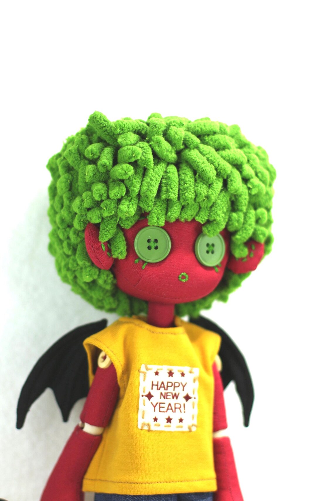 Button Eyes Ragdoll -30cm Vivid Poppy Country/prairie Doll - Red Demon ...