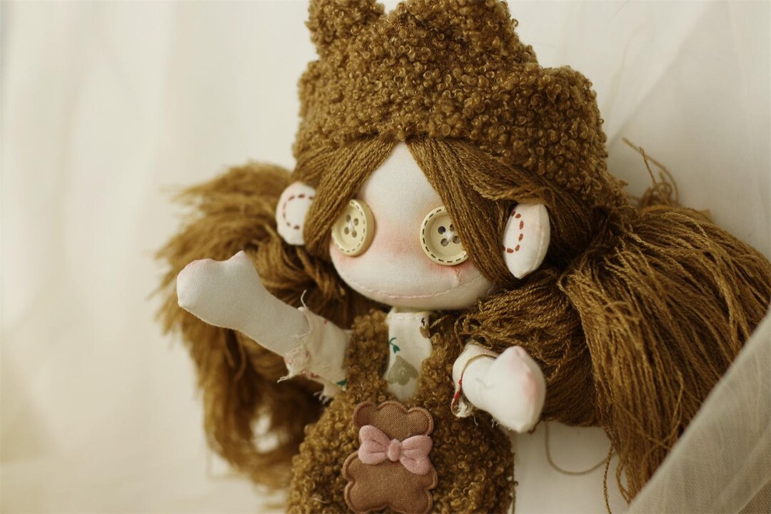 OOAK Ragdoll Mini Teddy 20cm Handmade Button Eyes Rag Doll, Cute Kawaii ...