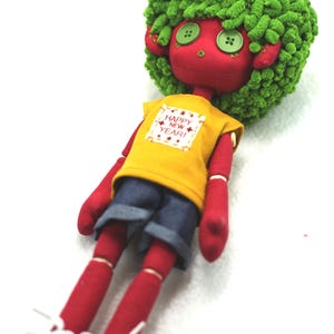 Button Eyes Ragdoll -30cm Vivid Poppy Country/prairie Doll - Red Demon ...