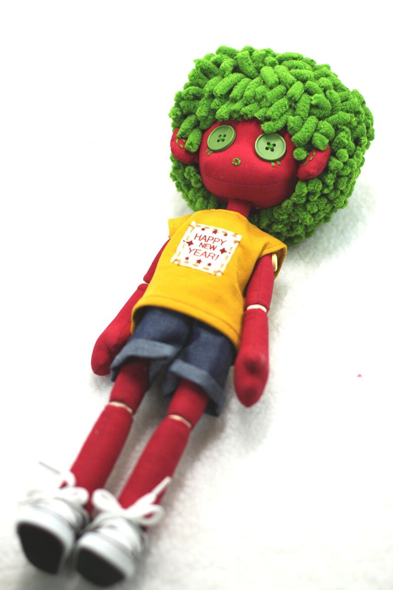 Button Eyes Ragdoll -30cm Vivid Poppy Country/prairie Doll - Red Demon ...