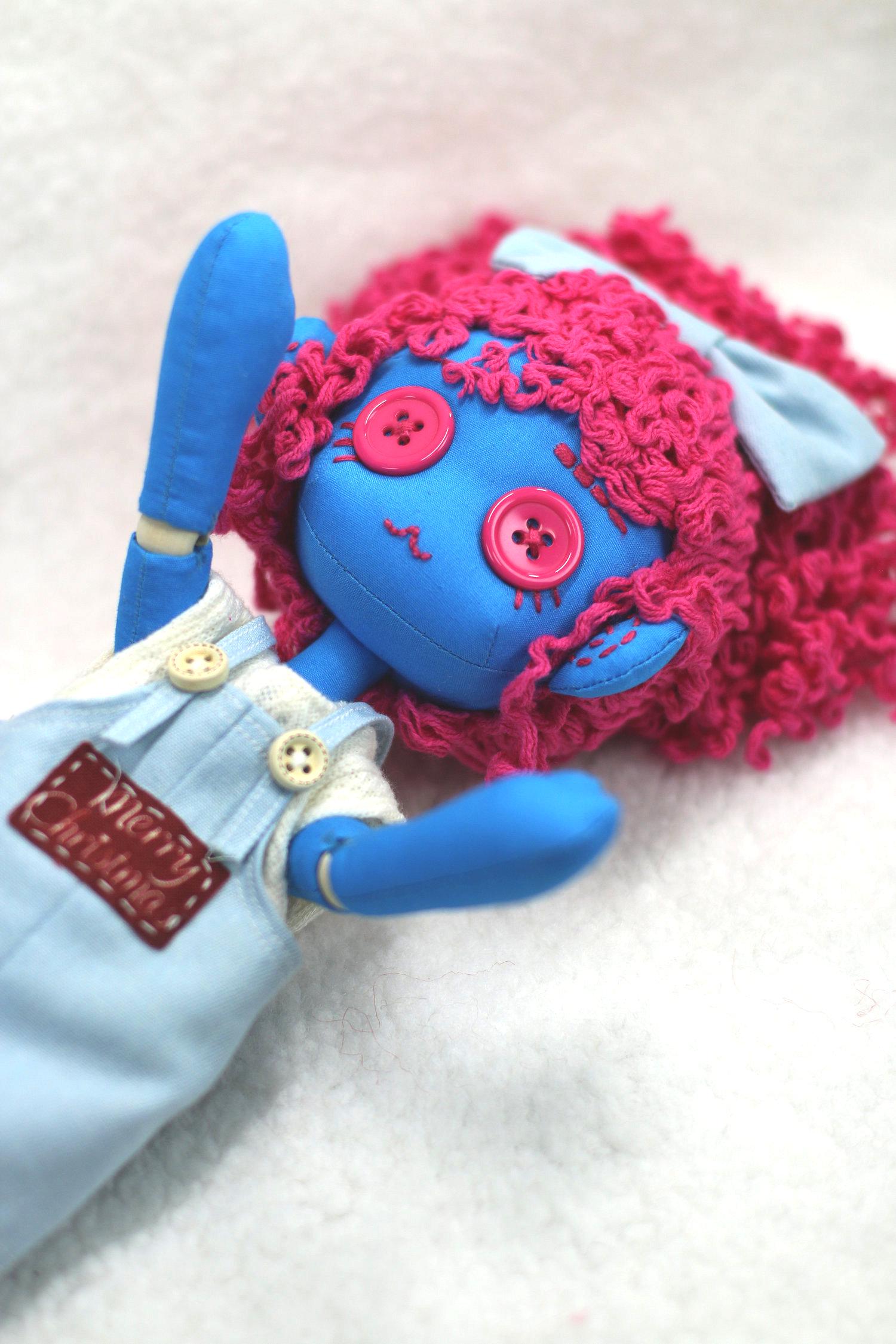 Button Eyes Ragdoll -30cm Vivid Poppy Country/prairie Doll - Blue Demon ...
