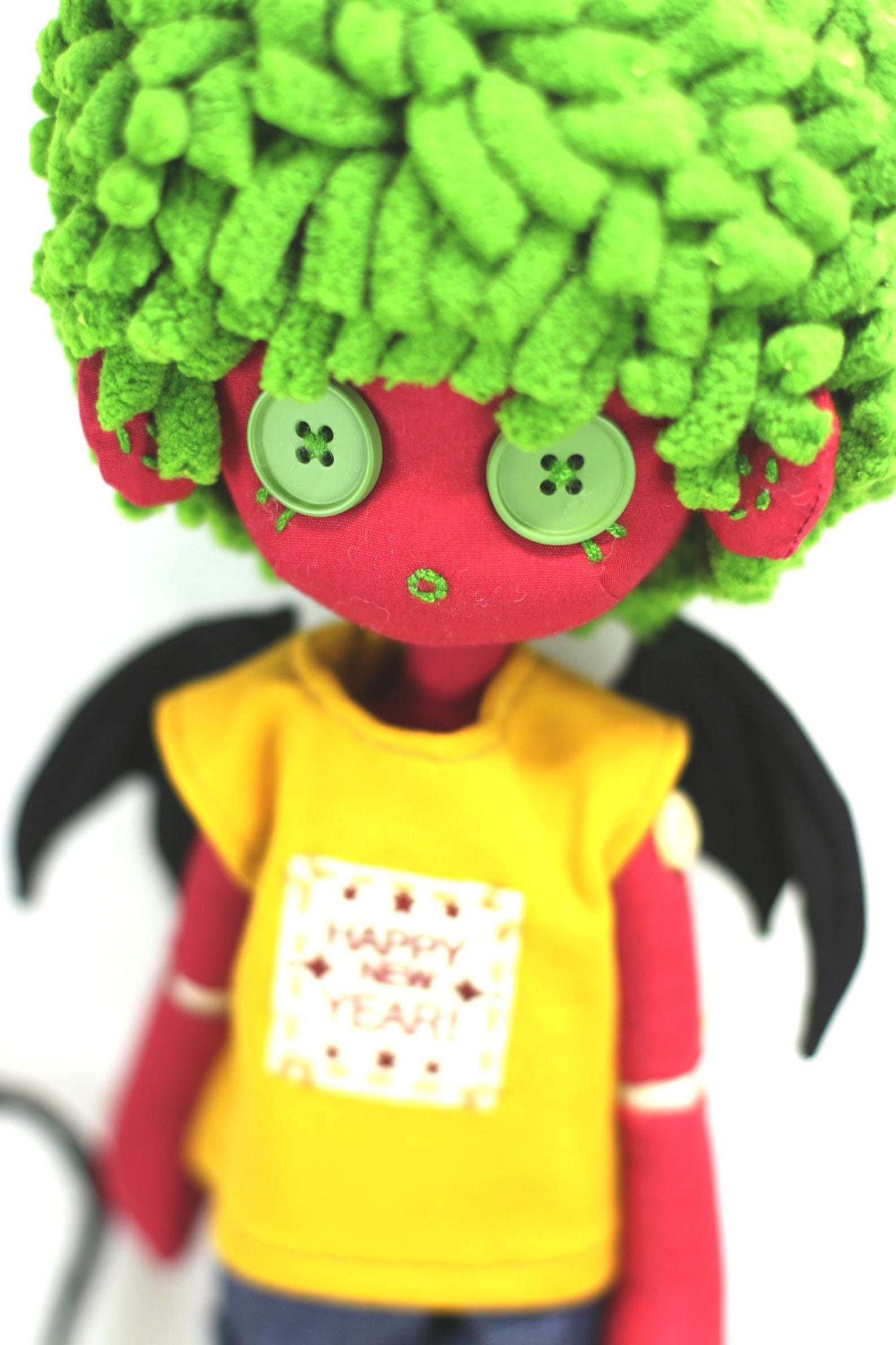 Button Eyes Ragdoll -30cm Vivid Poppy Country/prairie Doll - Red Demon ...