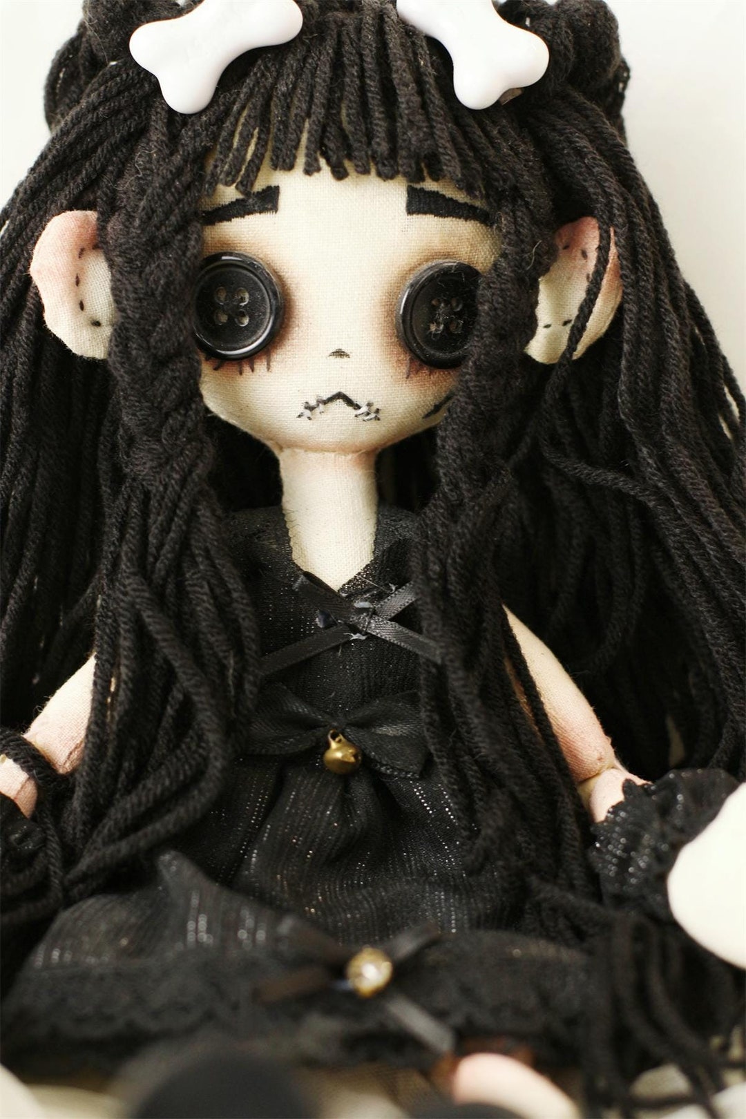 Button Eyes Ragdoll Dark Style Double Ponytails 33cm Gothic Handmade ...