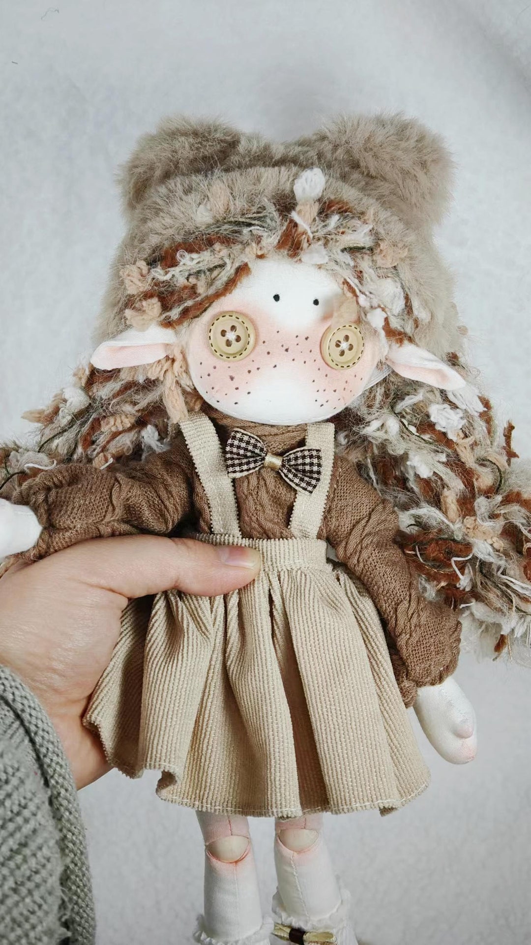 Button Eyes Ragdoll -30cm Country Doll Freckled Teddy Bear Girl Rag ...