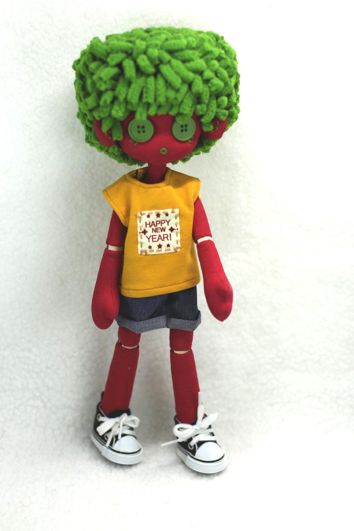 Button Eyes Ragdoll -30cm Vivid Poppy Country/prairie Doll - Red Demon ...